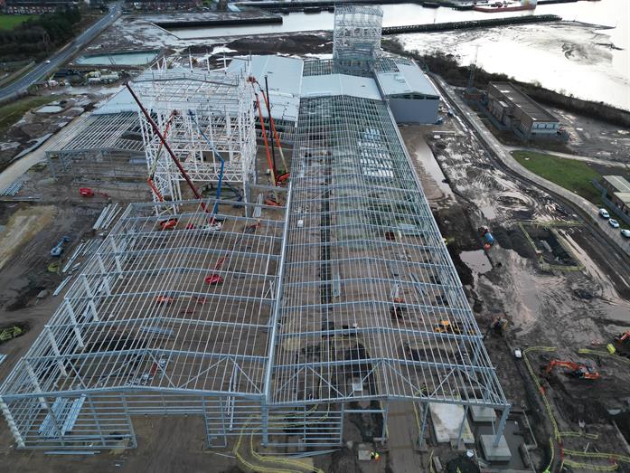 Towers at Blyth Cable Factory, both over 40m tall - steelwork and fire ...
